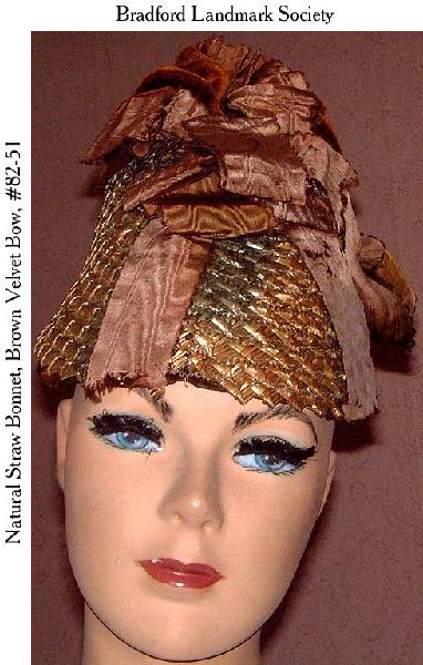 Natural Straw Bonnet with Velvet Bow