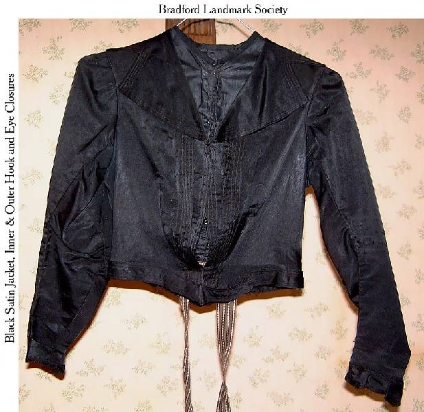 Black Satin Jacket Hook and Eye Closures